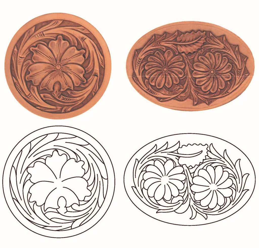 Free Leathercraft Pattern – Western Floral Coaster & Buckle